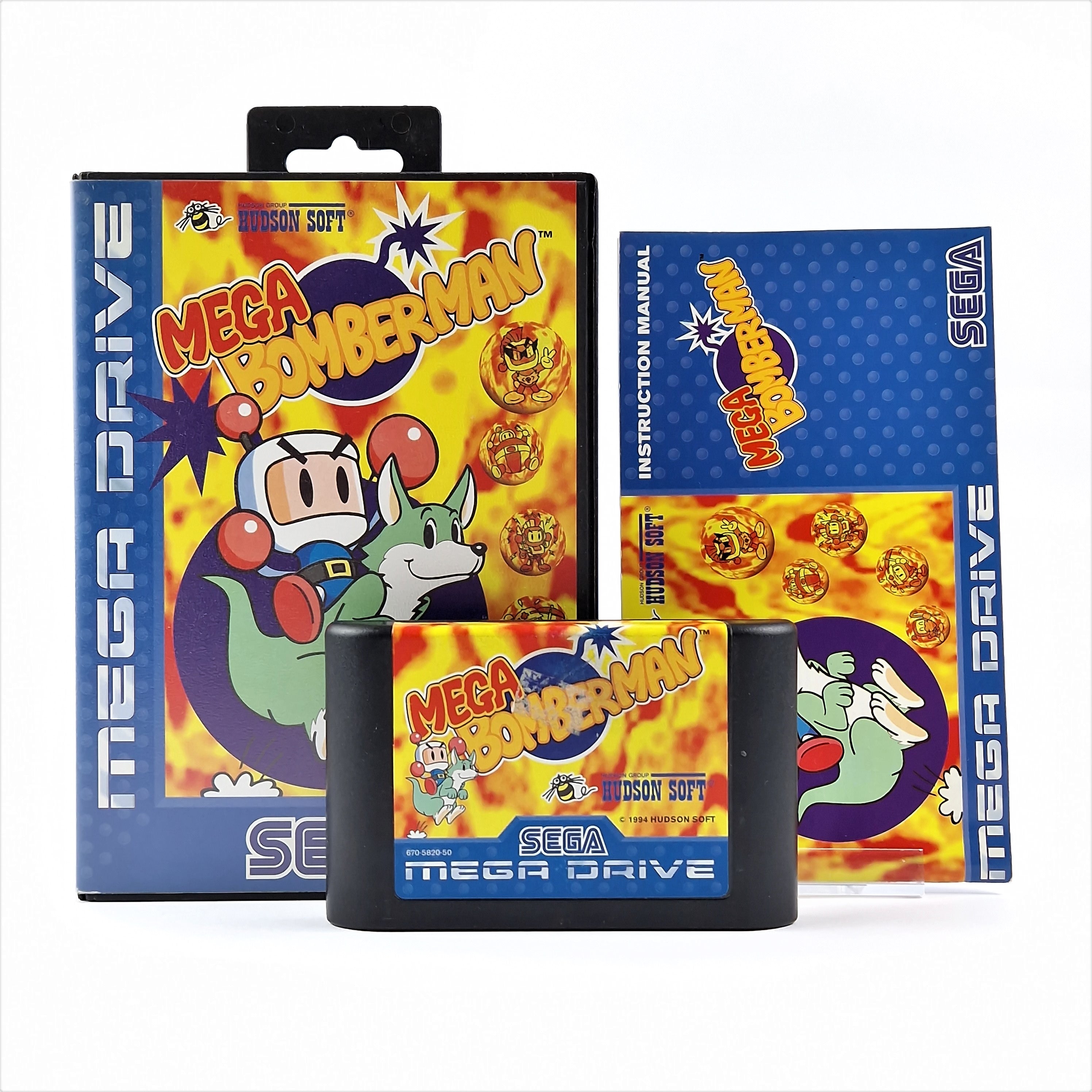 Sega Mega Drive Spiel : Mega Bomberman - OVP Anleitung Modul | PAL Car